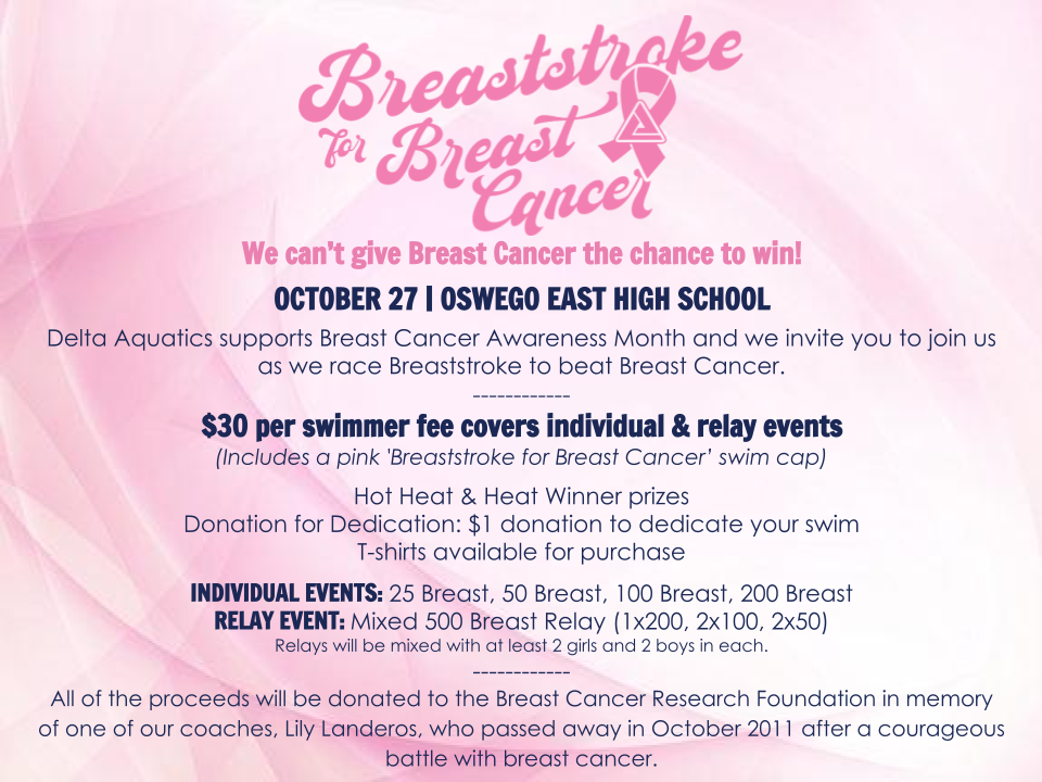 Delta Aquatics swims Breaststroke for Breast Cancer